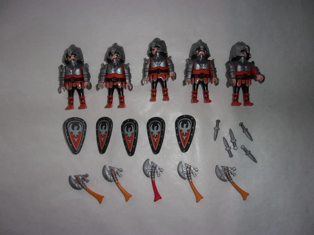 LOT DE PLAYMOBIL * 5 Chevaliers De L'aigle Gris Et Orange + Accessoires * EUR 15,00 - PicClick FR